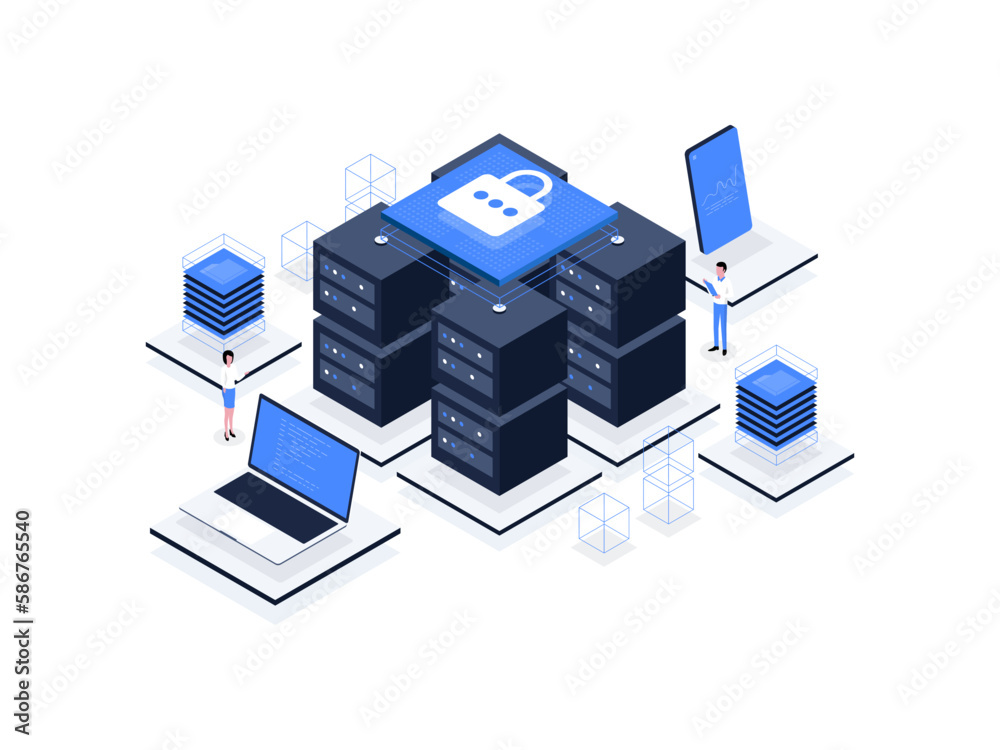 Database Isometric Illustration Flat Color. Suitable for Mobile App ...