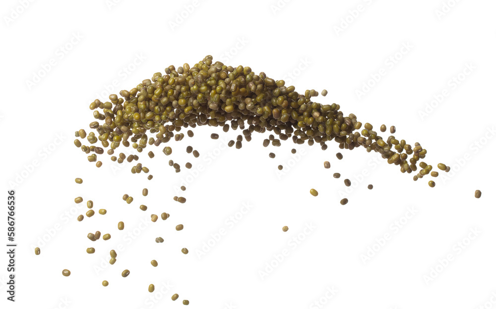 Green mung beans fall down explosion, green mung bean float explode ...