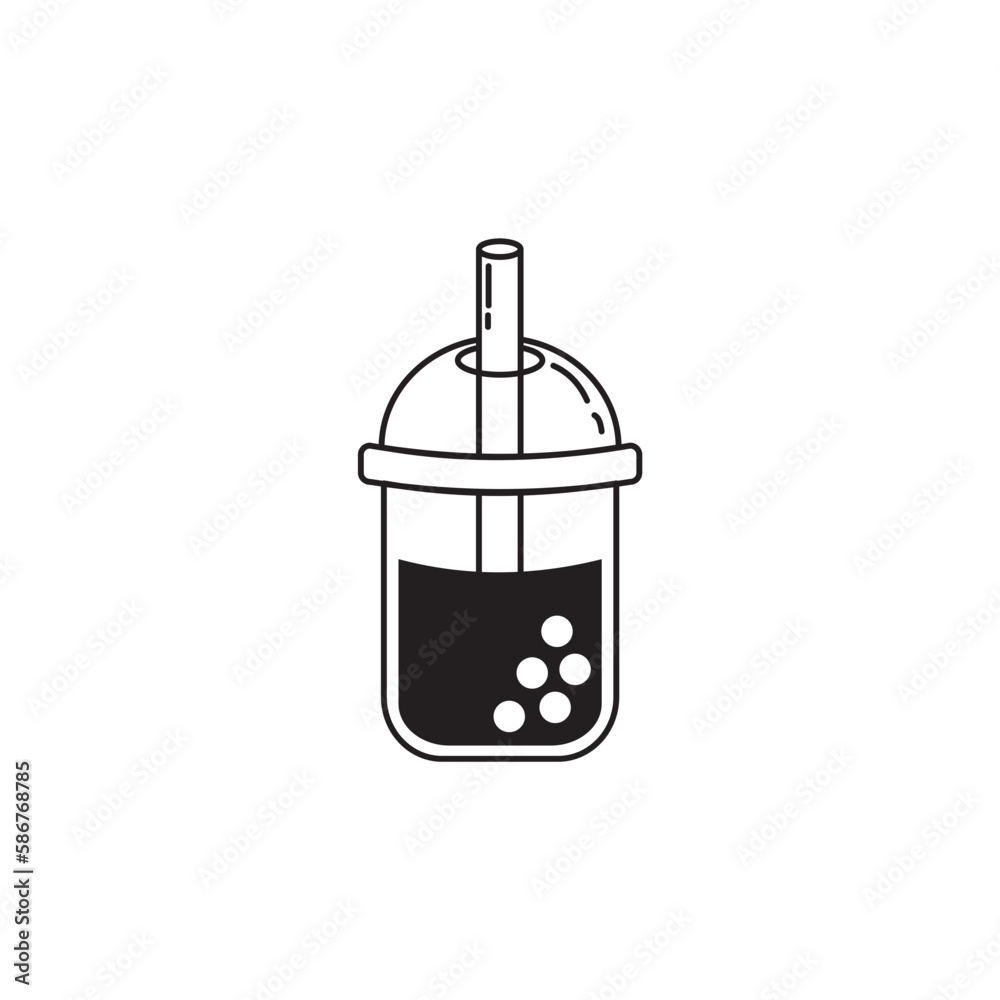 Bubble milk tea icon for app web logo banner poster icon - SVG File ...