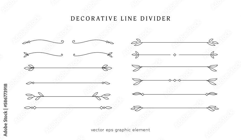 decorative line divider border graphic element collection Stock Vector ...