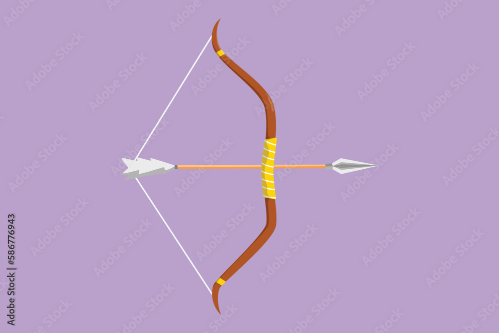 Character flat drawing arrow and bow Indian archery weapon logo, label ...