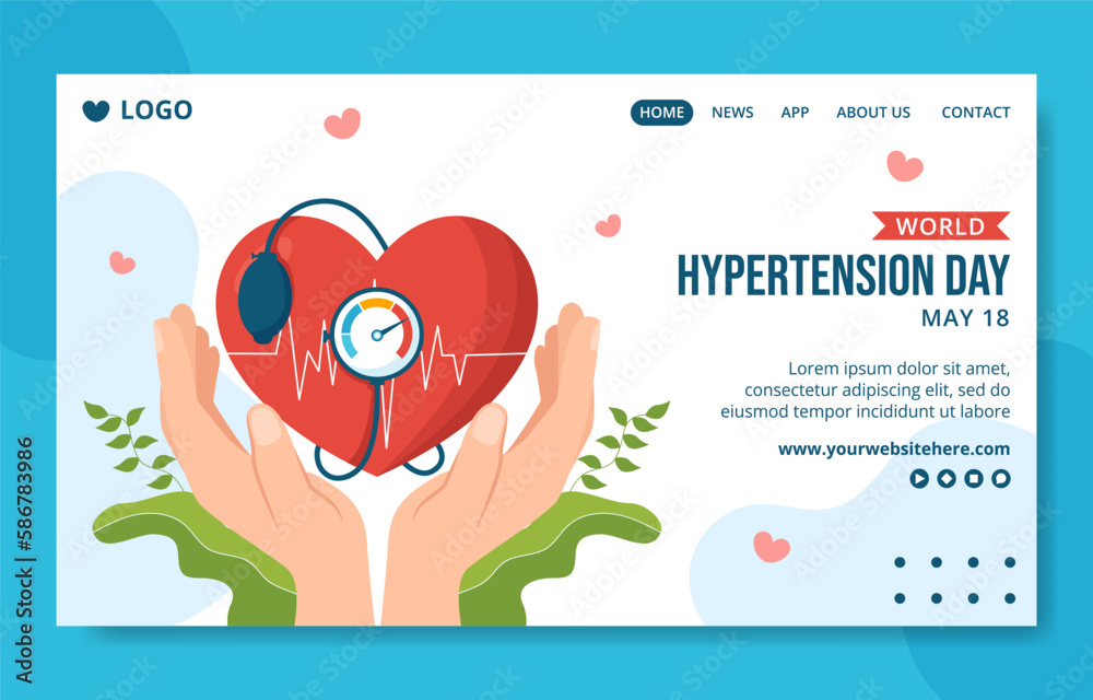 World Hypertension Day Social Media Landing Page Flat Cartoon Hand ...