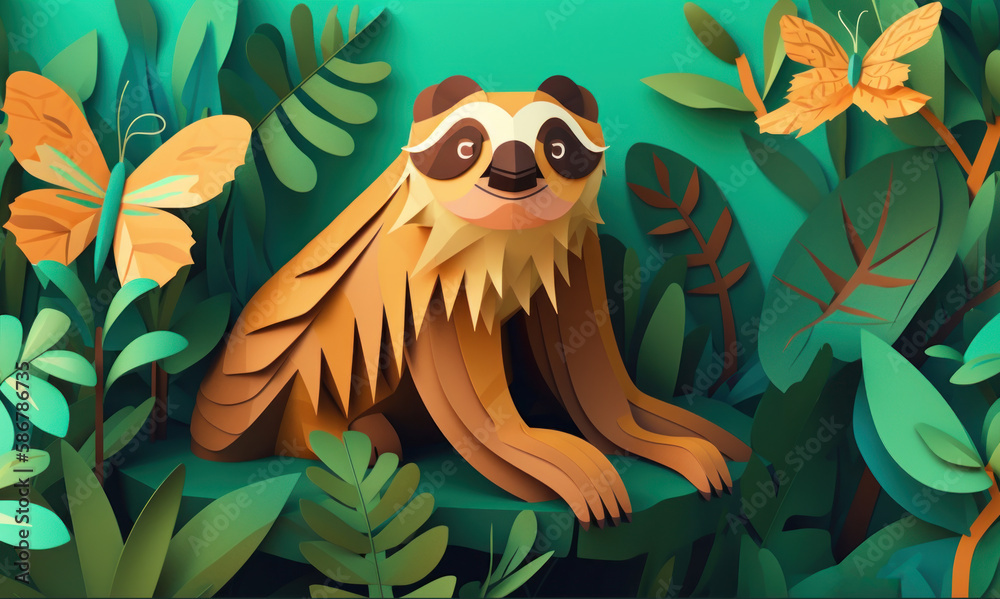 Sloth with a butterfly Kirigami card: Create a card with a sloth ...