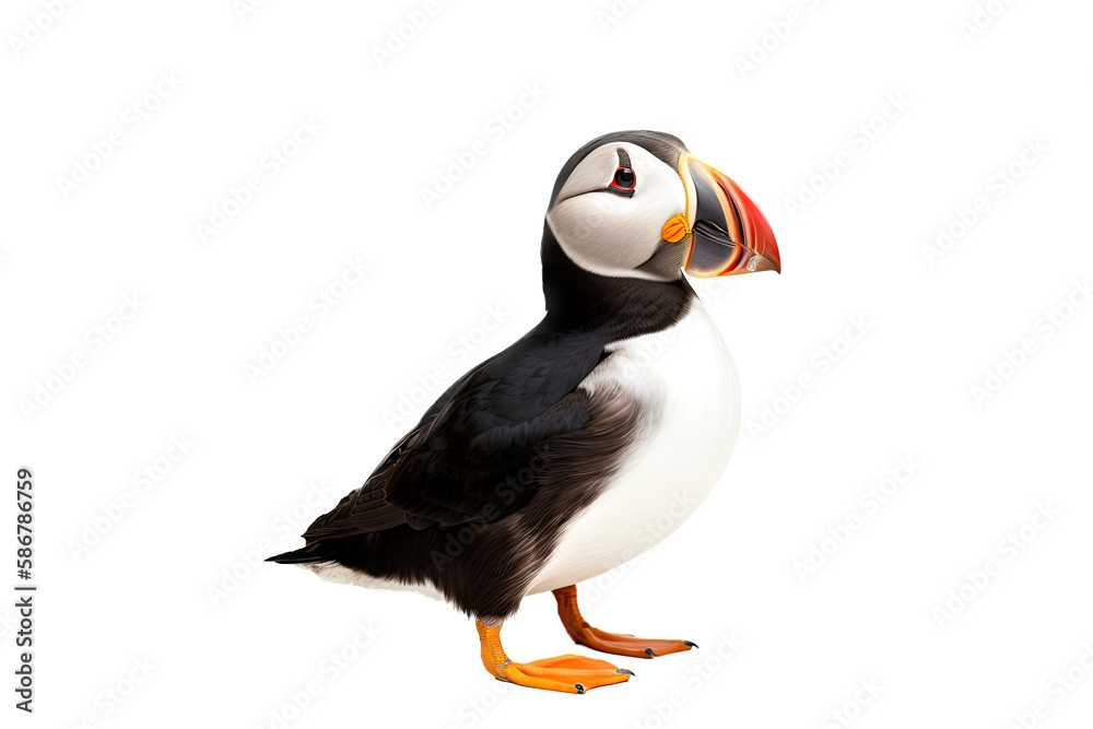 a Puffin standing common, side and front view, Wildlife-themed ...