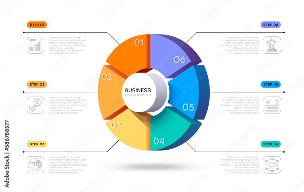 3d business infographic vector circle pie chart. Informative diagram ...