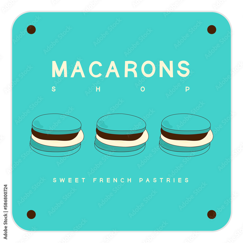 Simple macaron homemade, macaron shop and bakery, pastry logo, badges ...