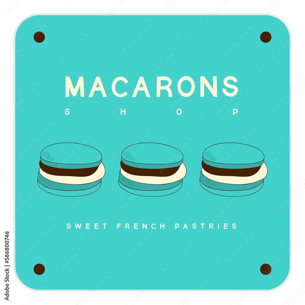 Simple macaron homemade, macaron shop and bakery, pastry logo, badges ...