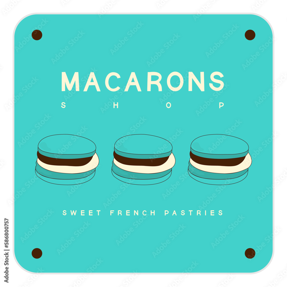 Simple macaron homemade, macaron shop and bakery, pastry logo, badges ...