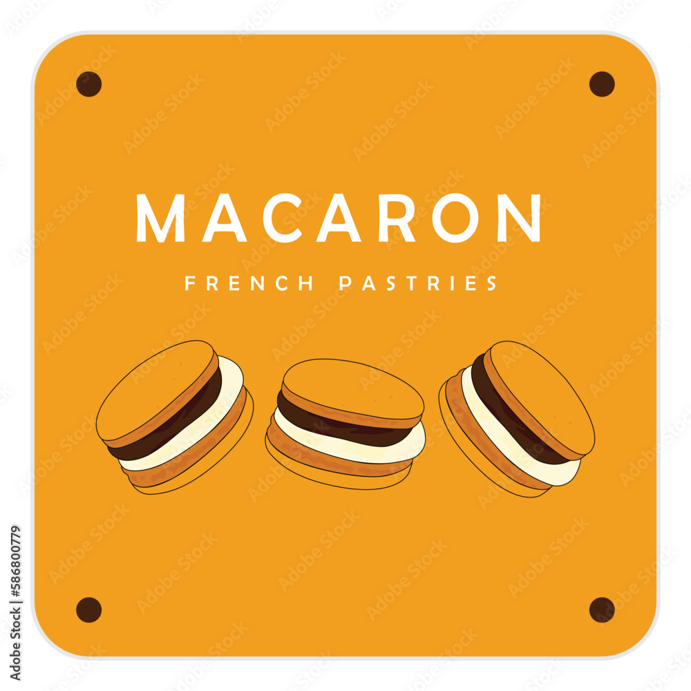 Simple macaron homemade, macaron shop and bakery, pastry logo, badges ...