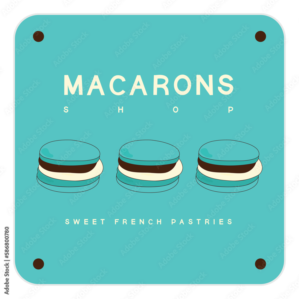 Simple macaron homemade, macaron shop and bakery, pastry logo, badges ...
