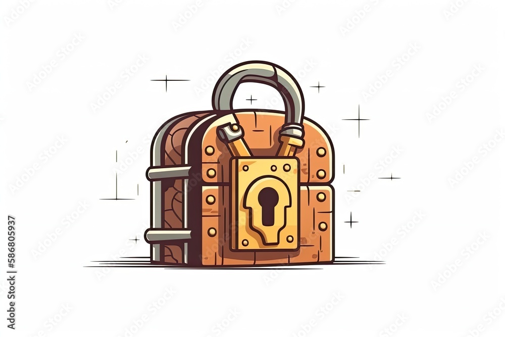 cartoon suitcase with a lock attached. Generative AI Stock Illustration ...