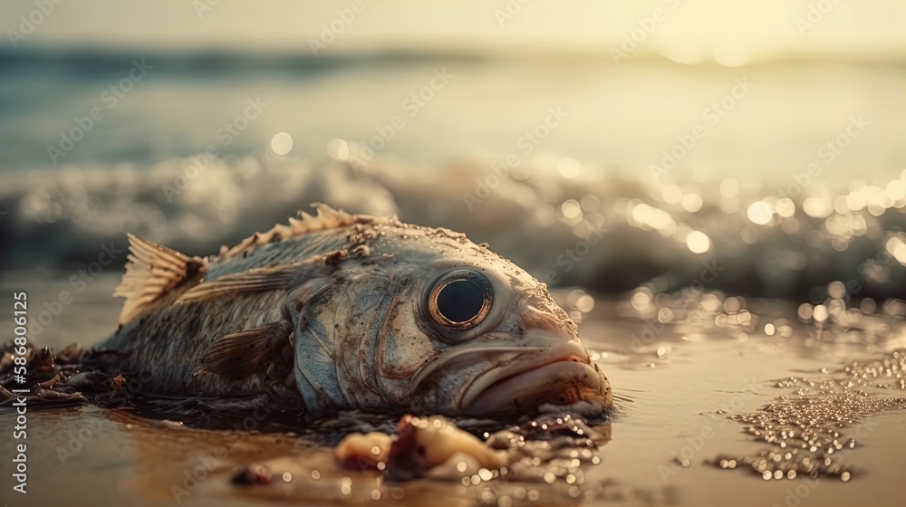 Pollution at Sea: Dead Fish Crisis in 8K created with generative ai ...