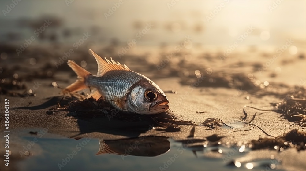 Pollution at Sea: Dead Fish Crisis in 8K created with generative ai ...