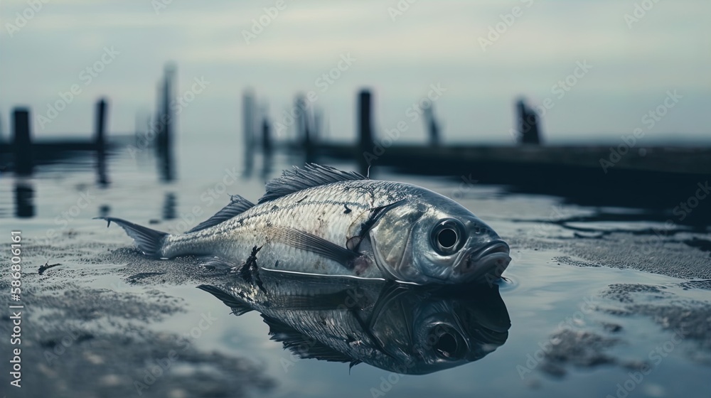 Pollution at Sea: Dead Fish Crisis in 8K created with generative ai ...