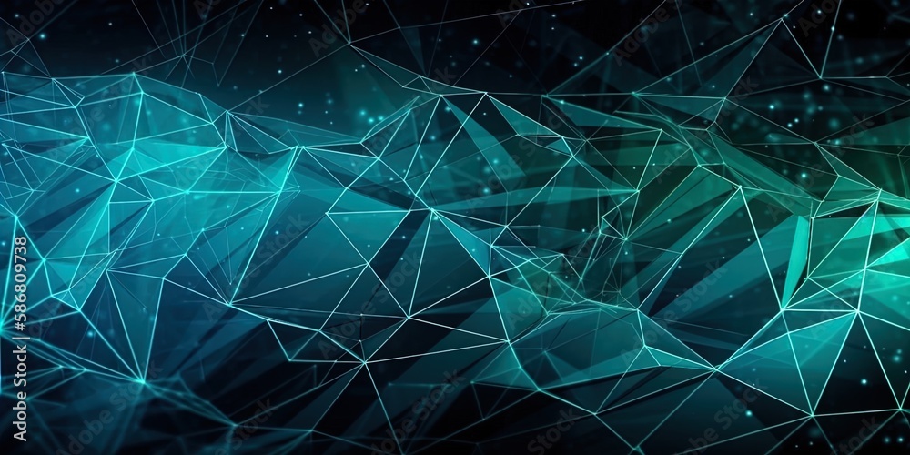 Teal Gradient Digital Polygons: A Network Grid Fusion background wallpaper in 8K created with ...