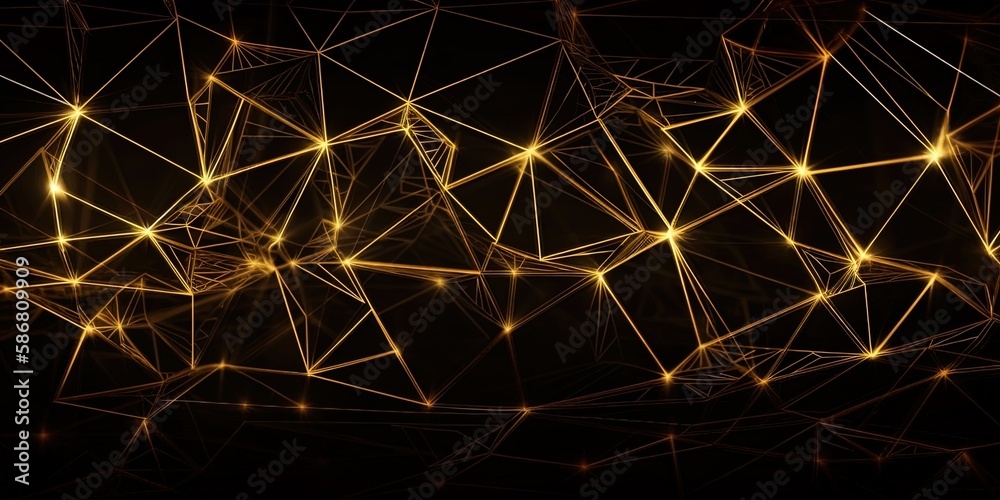 Gold Gradient Digital Polygons: A Network Grid Fusion background ...