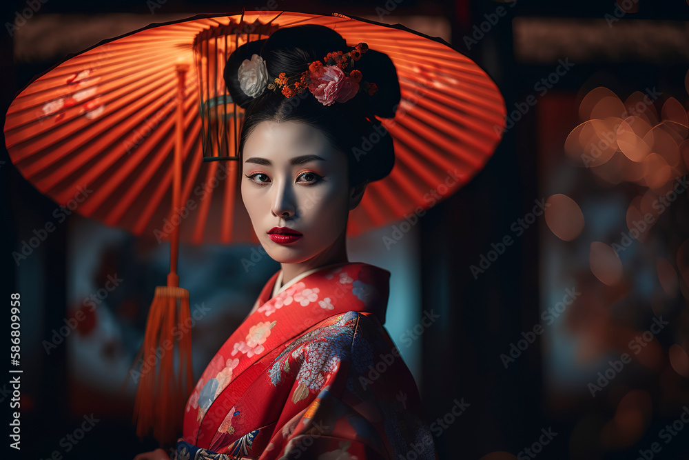 Poster fashion portrait photography of the most beautiful geisha girl ...