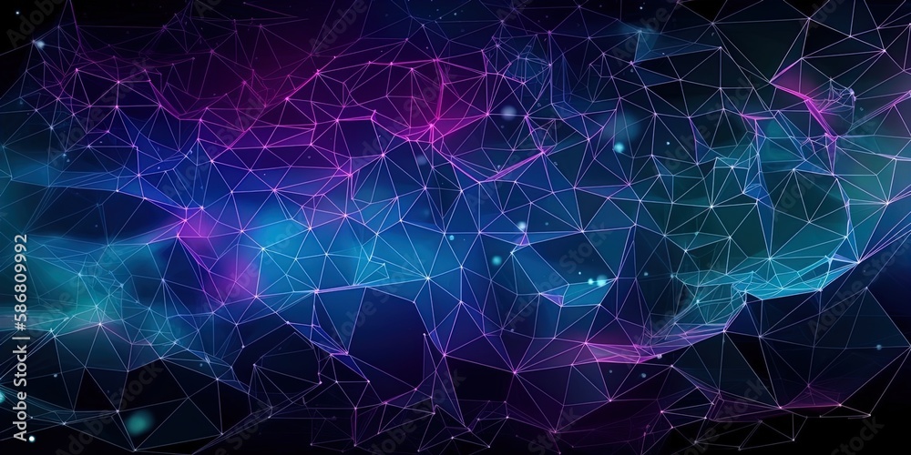 Blue purple Gradient Digital Polygons: A Network Grid Fusion background ...
