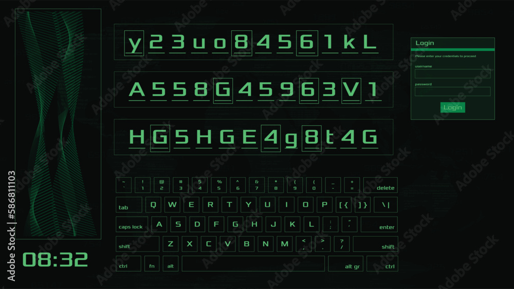 Hacker Interface Screen Hacking High Tech Ui With Tracking Timer Vector Password Hacking Hud