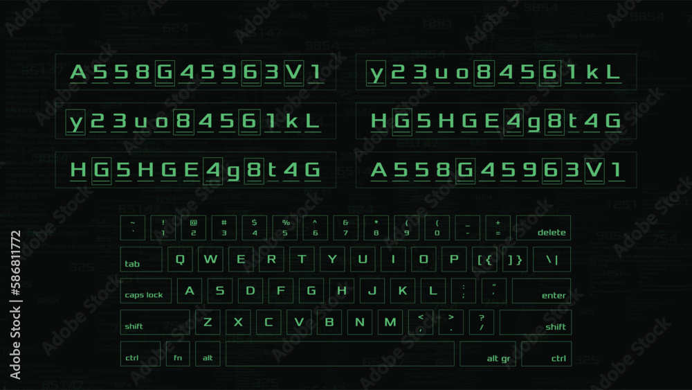 Hacker Interface Screen Code Window High Tech Ui With Keyboard Vector Password Hacking Hud