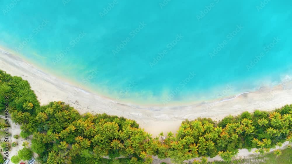 Landscape of pristine clean beach and transparent sea wave on a ...