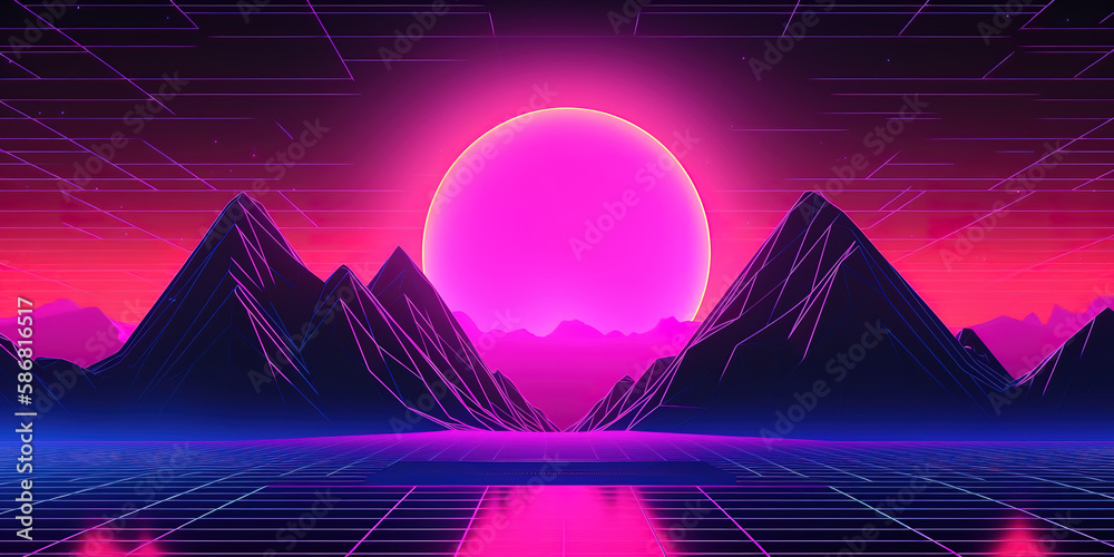Captivating retro Synthwave background with a vintage color scheme and ...