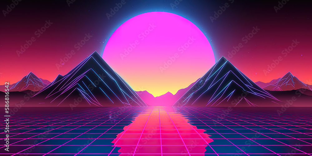 Captivating retro Synthwave background with a vintage color scheme and ...