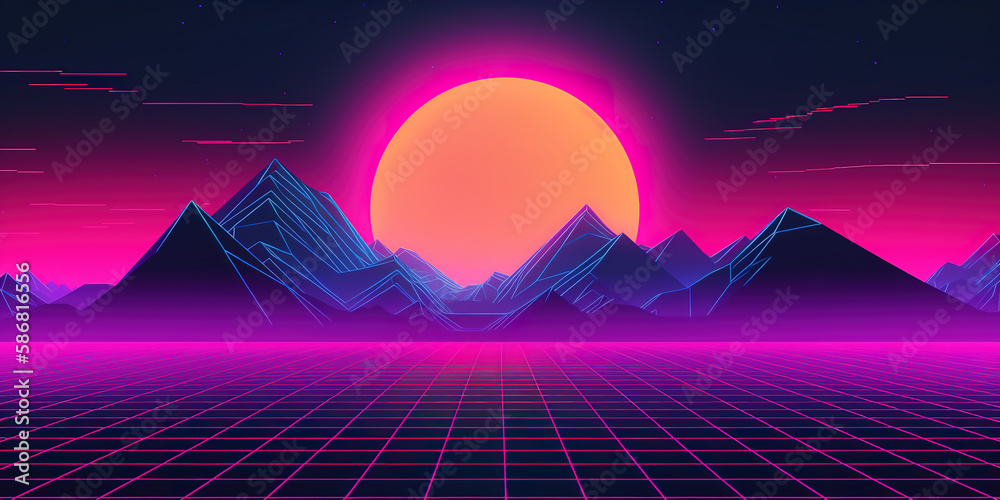 Captivating retro Synthwave background with a vintage color scheme and ...