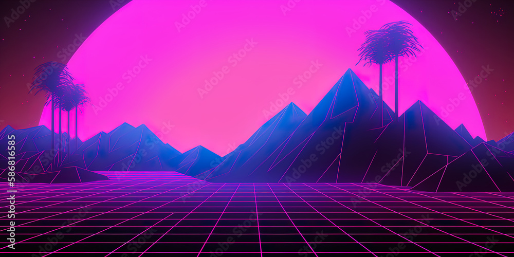 Captivating retro Synthwave background with a vintage color scheme and ...
