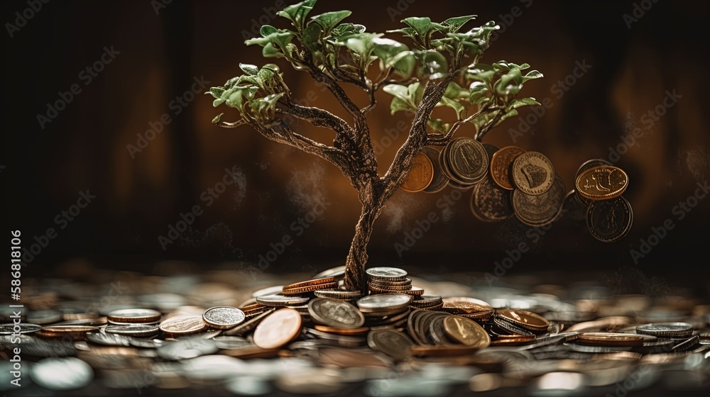 Financial Growth Concept of a Money Tree: Tree Sprouting from Money ...