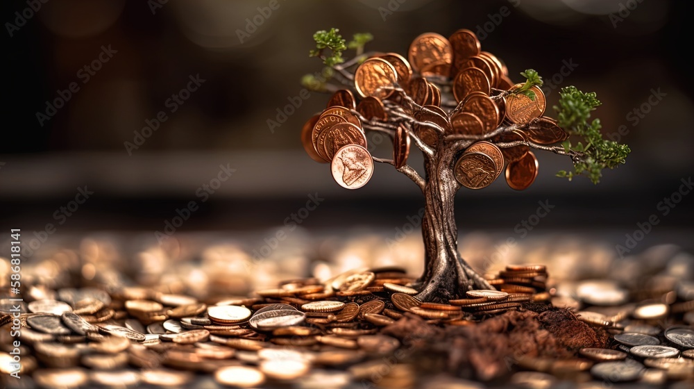 Financial Growth Concept of a Money Tree: Tree Sprouting from Money ...