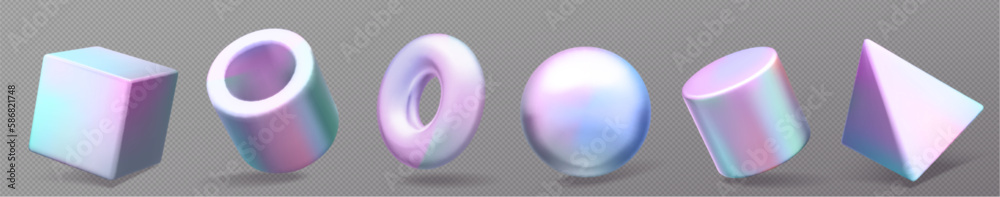 3d abstract geometric hologram shape render vector. Realistic isolated ...