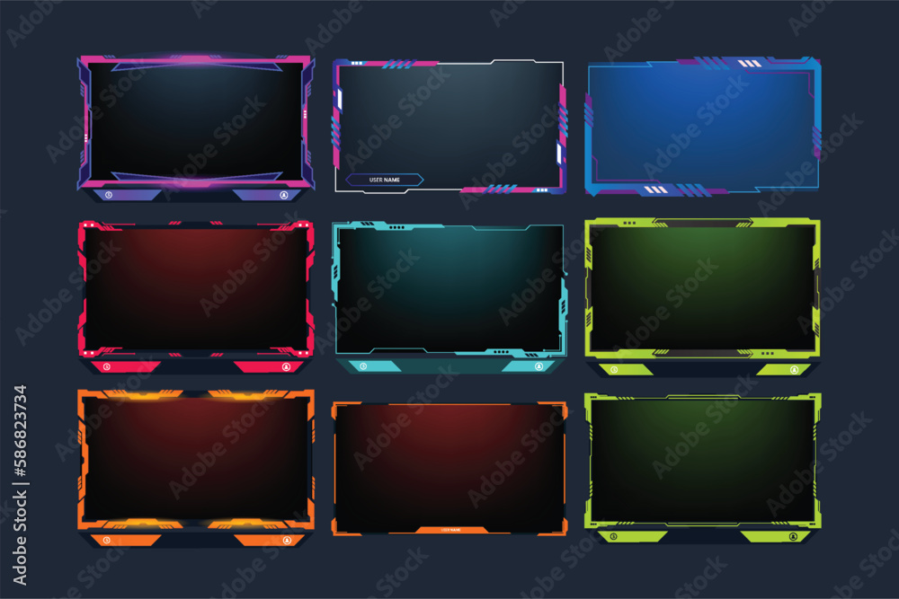 Live streaming and gaming frame bundle design with neon effect ...