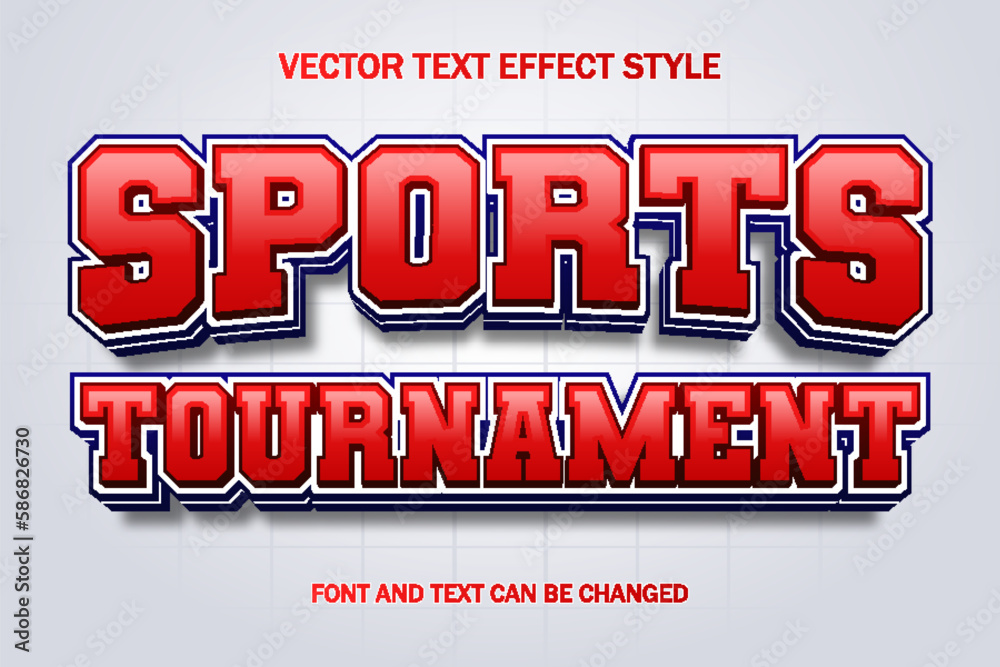 Sports tournament game typography 3d editable text effect font style ...