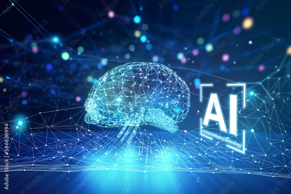 Brain on big data network AI. Created used Generative AI Stock ...