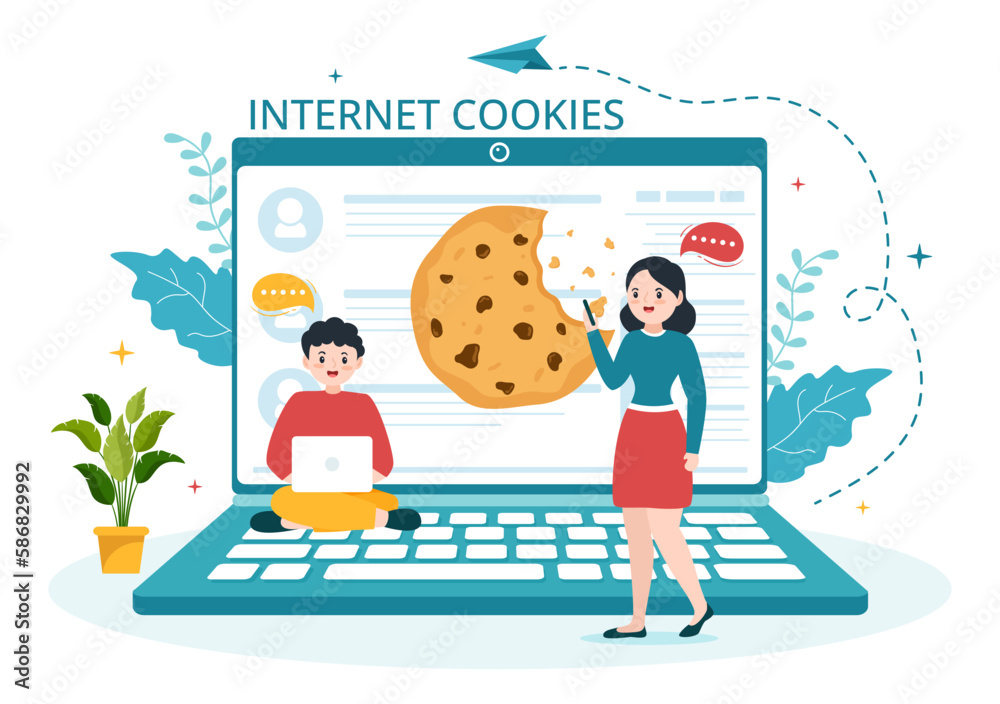 Internet Cookies Technology Illustration with Track Cookie Record of ...