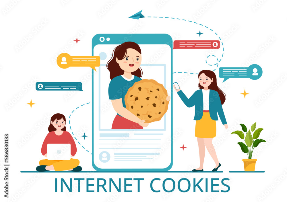 Internet Cookies Technology Illustration with Track Cookie Record of ...