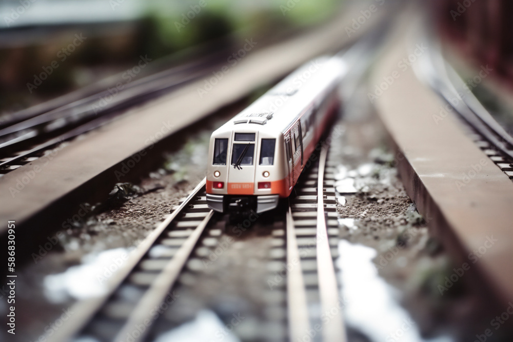 Train on railway. AI generated Stock Illustration | Adobe Stock