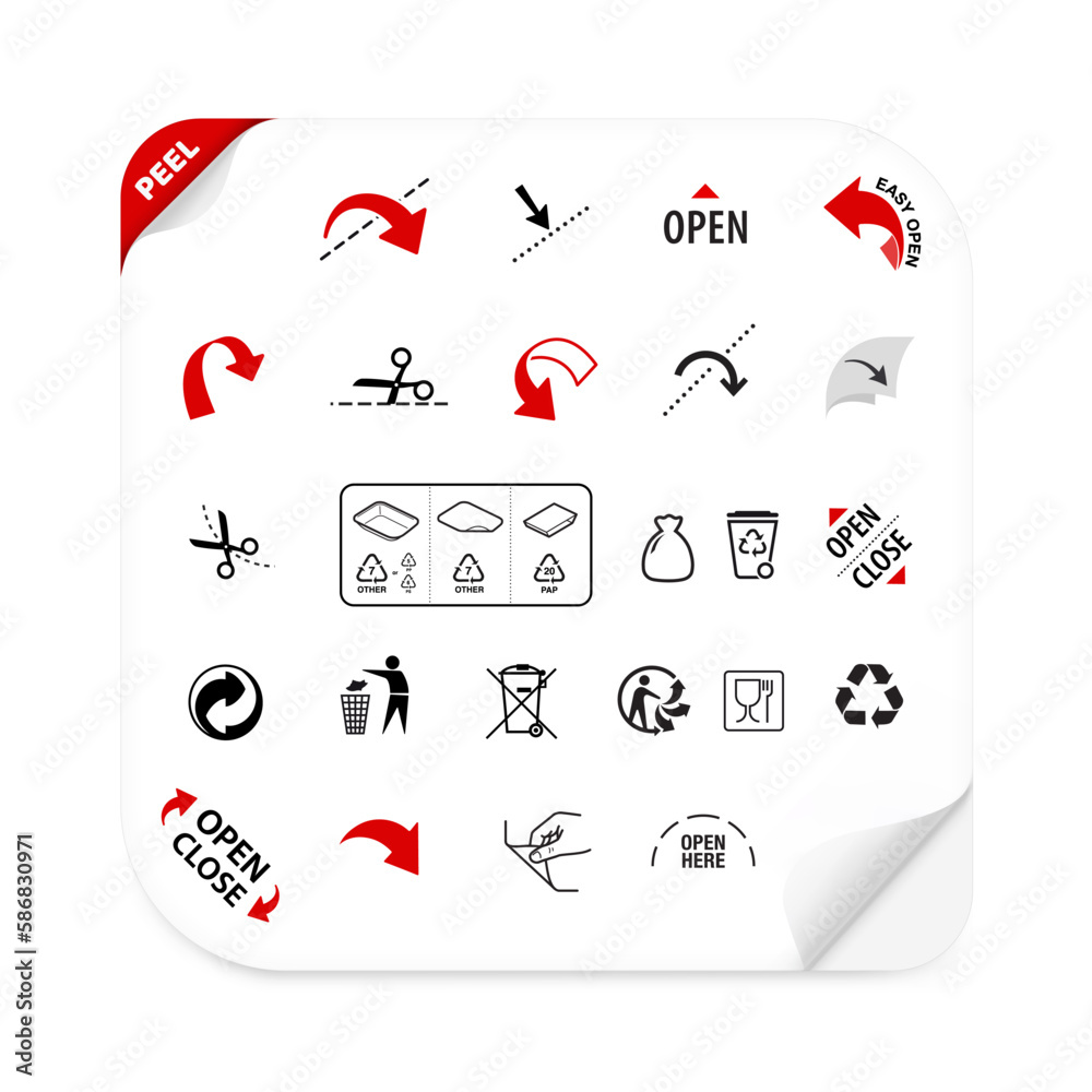 Tray container icons set. Vector illustration isolated on white ...