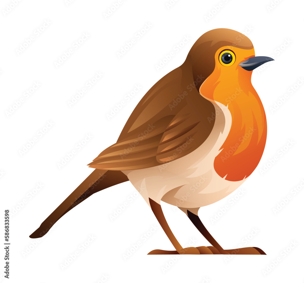 Cute robin bird cartoon illustration isolated on white background Stock ...