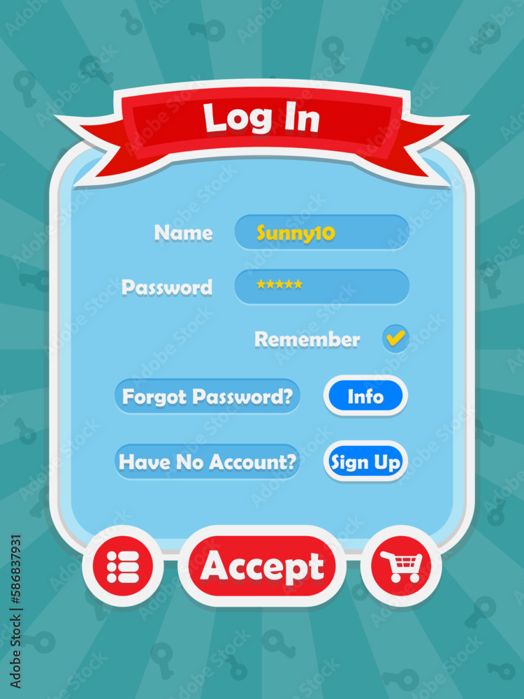 Menu of game graphic user interface on screen of 2d mobile game ...