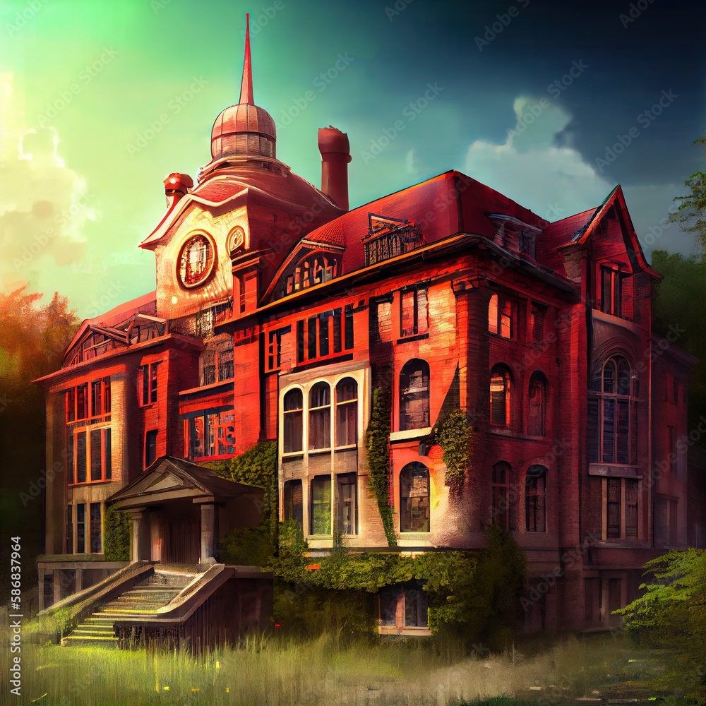 School building educational institution, created with generative ai ...