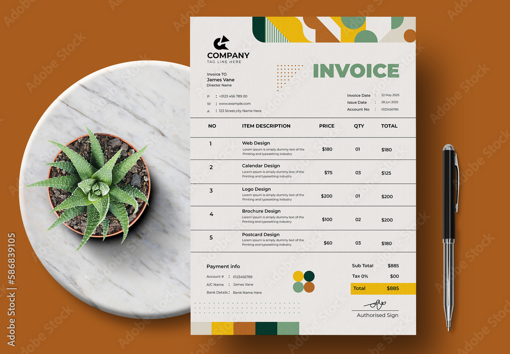 Business Invoice Design Template Stock Template | Adobe Stock