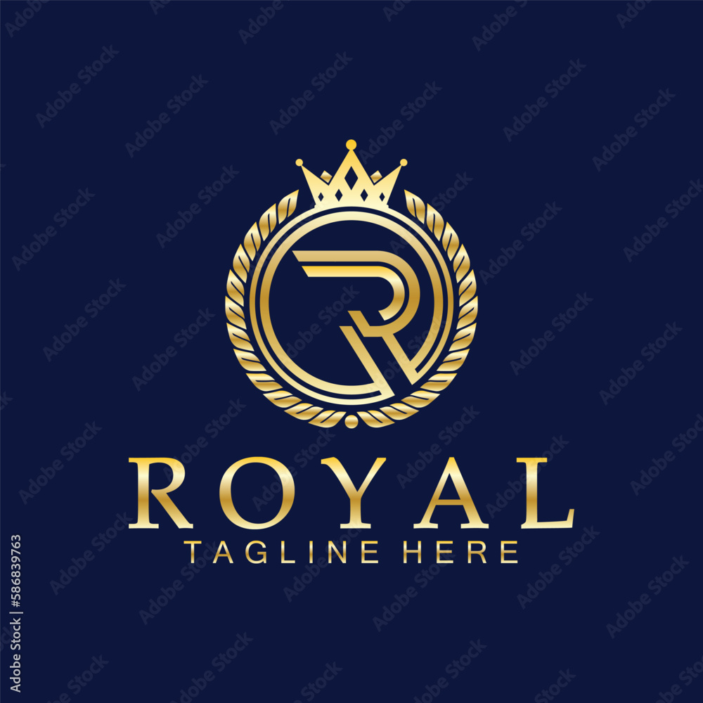 R initial royal crown logo. Royal, King, queen luxury symbol. Font ...