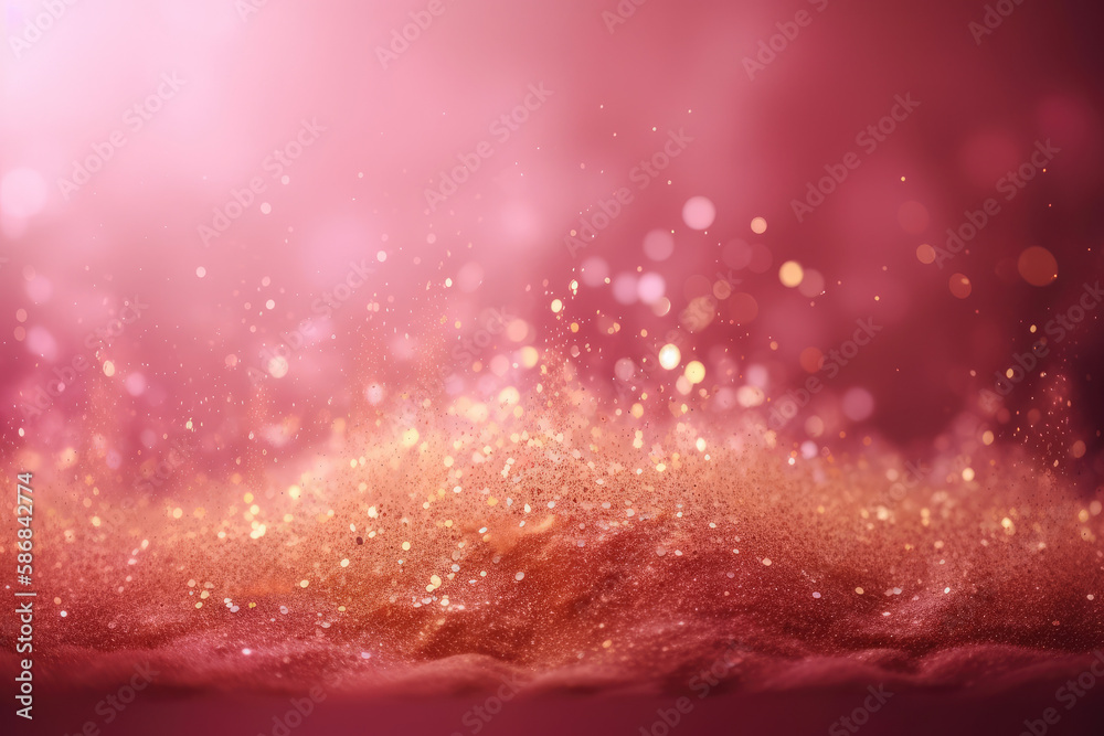 Abstract luxury swirling soft pink background with gold particle ...