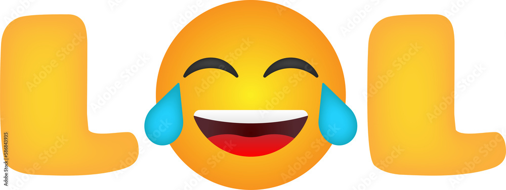 Lol Text Emoji Isolated Illustration in Transparent Background Stock ...