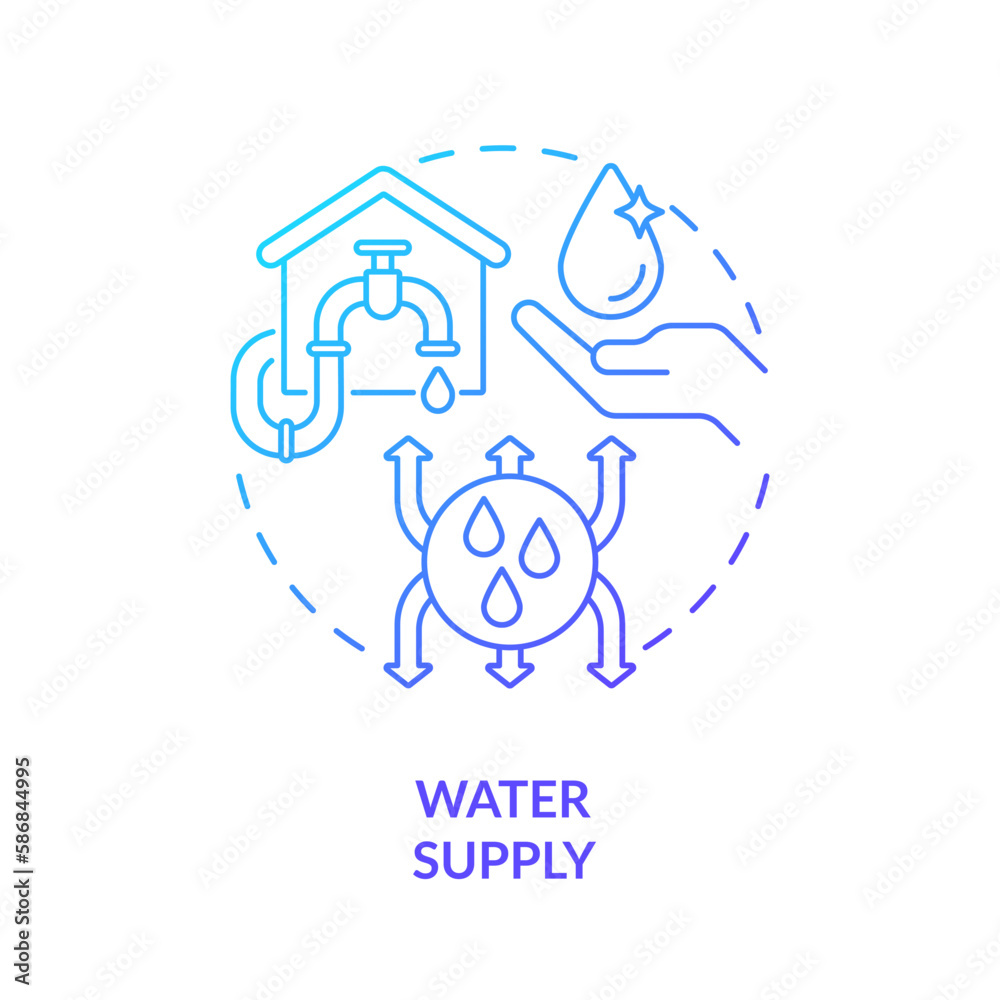 Vetor de Water supply blue gradient concept icon. Provision system ...