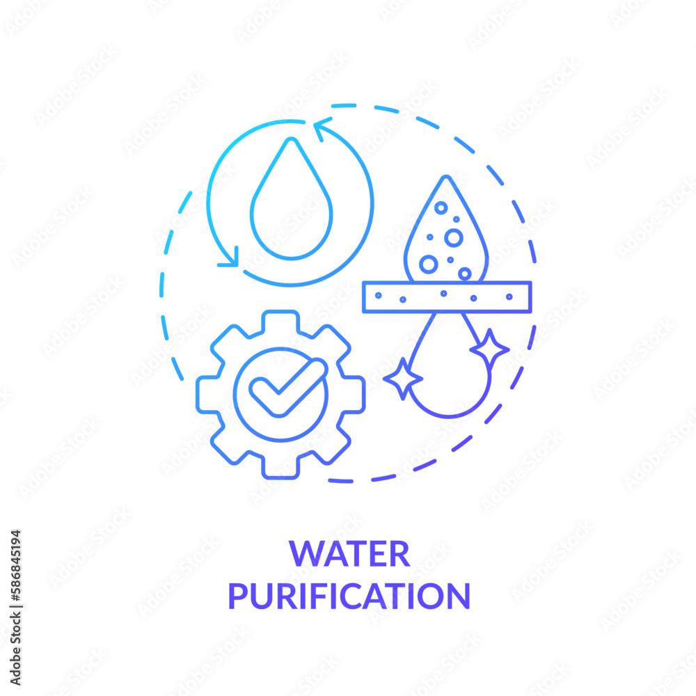 Water purification blue gradient concept icon. Processing of hydro ...