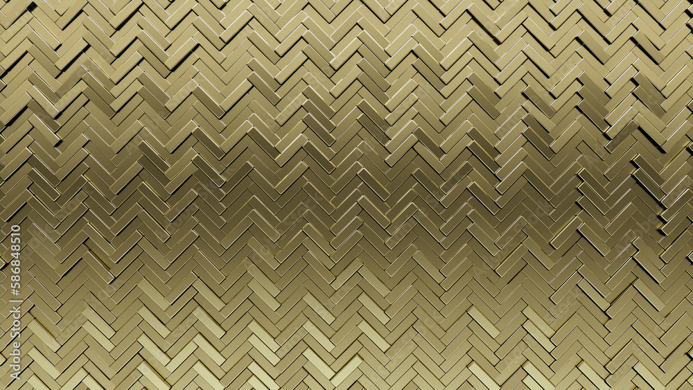 Luxurious, Glossy Mosaic Tiles arranged in the shape of a wall. Gold ...