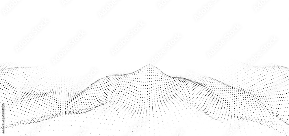 Wave of particles. Digital wave background concept. Abstract technology ...